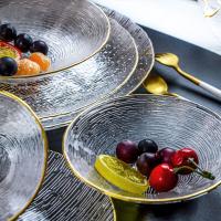 China 4mm Thick Texture Transparent Glass Plate Cutlery Set for sale