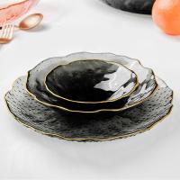 China FDA Thick 4mm Irregular Shaped Glass Tableware Set for sale