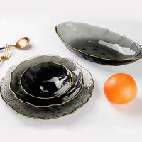 China FDA Thick 4mm Irregular Shaped Glass Tableware Set for sale