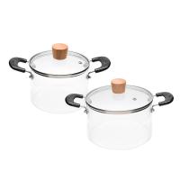China Microwave Heating Transparent Borosilicate Glass Soup Pot for sale
