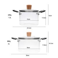 China Microwave Heating Transparent Borosilicate Glass Soup Pot for sale