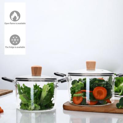 China Microwave Heating Transparent Borosilicate Glass Soup Pot for sale