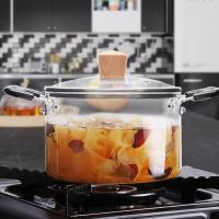 China Microwave Heating Transparent Borosilicate Glass Soup Pot for sale