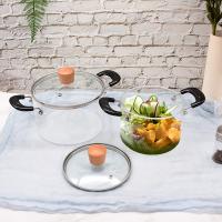 China Microwave Heating Transparent Borosilicate Glass Soup Pot for sale