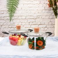 China Microwave Heating Transparent Borosilicate Glass Soup Pot for sale