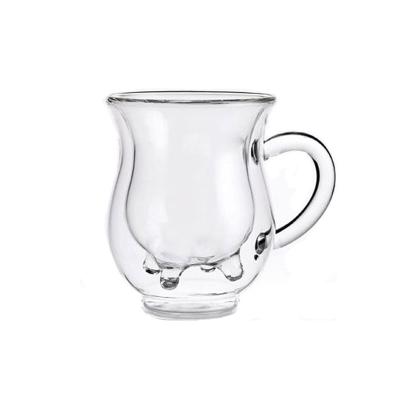 China 200ml Handmade Double Wall Borosilicate Glass Cup for sale
