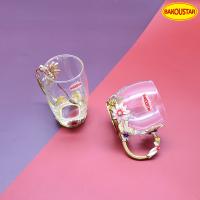 China 330ml 350ml Decorated Enamel Glass Cup BPA Free With Spoon for sale