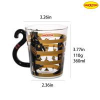 China Black Cat Heat Resistant Borosilicate Glass Cup With Handle for sale