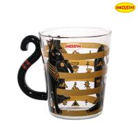 China Black Cat Heat Resistant Borosilicate Glass Cup With Handle for sale