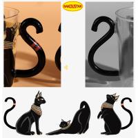 China Black Cat Heat Resistant Borosilicate Glass Cup With Handle for sale