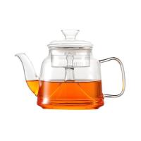 China Borosilicate Flower Heat Resistant Glass Teapot With Filter for sale
