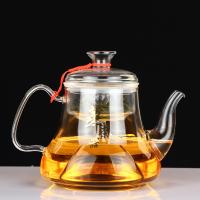 China Borosilicate Flower Heat Resistant Glass Teapot With Filter for sale