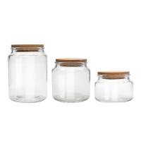 China Mouth Blown 320ml Borosilicate Glass Storage Jars for sale