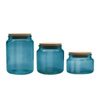China Mouth Blown 320ml Borosilicate Glass Storage Jars for sale
