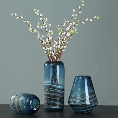 China Polished Lead Free Household Craft Glass Flower Vase for sale