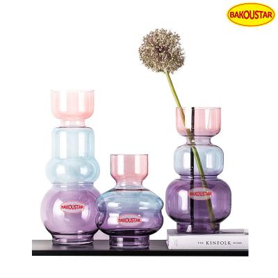 China Hand Blown Lead Free Colored Decorative Glass Vases for sale