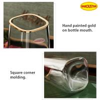 China Hand Blown Square Clear Glass Vase With Gold Tracing for sale