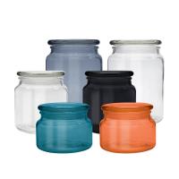 China Tea Round Multi Colored Borosilicate Glass Storage Jars for sale
