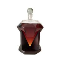 China 1000ml Diamond Shaped Glass Bottle With Wooden Frame for sale