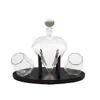 China 1000ml Diamond Shaped Glass Bottle With Wooden Frame for sale