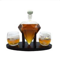 China 1000ml Diamond Shaped Glass Bottle With Wooden Frame for sale