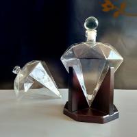 China 1000ml Diamond Shaped Glass Bottle With Wooden Frame for sale