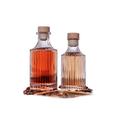 China 250ml Vertical Striped Glass Bottle With Wooden Cork Caps for sale