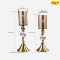China Eco Friendly Nordic Style Glass Candlestick With Metal Column for sale