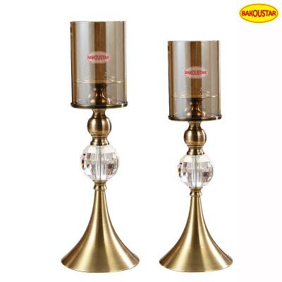 China Eco Friendly Nordic Style Glass Candlestick With Metal Column for sale