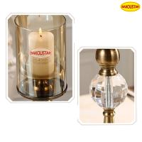 China Eco Friendly Nordic Style Glass Candlestick With Metal Column for sale