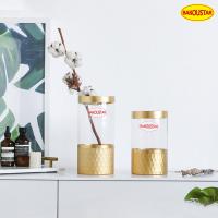 China Polished Gold Hammer Straight Tube Decorative Glass Vases for sale
