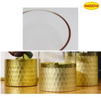 China Polished Gold Hammer Straight Tube Decorative Glass Vases for sale
