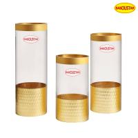 China Polished Gold Hammer Straight Tube Decorative Glass Vases for sale
