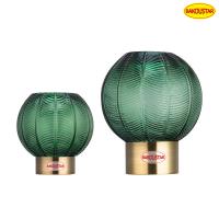 China Sprayed Lantern Shaped Leaf Textured Glass Vase Hand Blown for sale