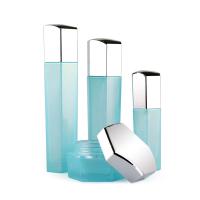 China Spray Cap 110ml Hexagonal Glass Cosmetic Bottle Set for sale