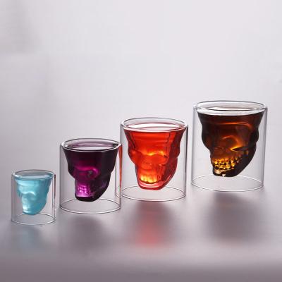 China Cylinder 150ml Skull Shaped Bar Borosilicate Wine Glasses for sale