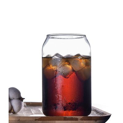 China 574ml Borosilicate Pop Can Glass Drinking Cup Heat Resistant for sale