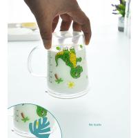 China Microwavable 350ml Cartoon Glass Children'S Drinking Cups for sale