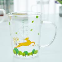 China Microwavable 350ml Cartoon Glass Children'S Drinking Cups for sale