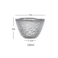 China Lead Free 100ml Clear Retro Tree Pattern Glass Teacup for sale