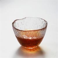 China Lead Free 100ml Clear Retro Tree Pattern Glass Teacup for sale