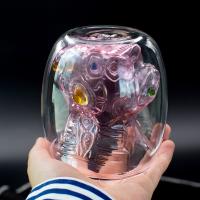 China Beverage Thanos Glove Double Borosilicate Glass Cup 400ml for sale