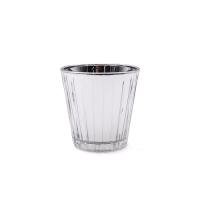 China FDA Silver Vertical Striped Glass Candle Cups For Home Decoration for sale