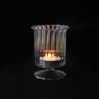 China LFGB Wedding Flower Shape Clear Glass Candlestick for sale