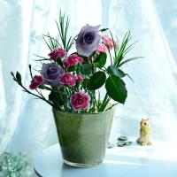 China Logo Printing 15cm Custom Glass Ceramic Flowerpots for sale