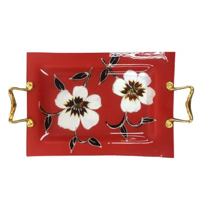 China 32cmx20cm Restaurant Custom Art Painted Glass Compote for sale