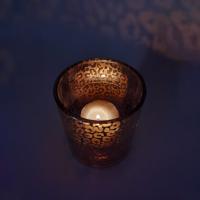 China SGS Frosted Nordic Leopard Print Glass Candle Holder for sale