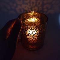 China SGS Frosted Nordic Leopard Print Glass Candle Holder for sale