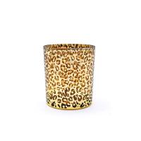 China SGS Frosted Nordic Leopard Print Glass Candle Holder for sale