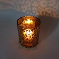 China SGS Frosted Nordic Leopard Print Glass Candle Holder for sale